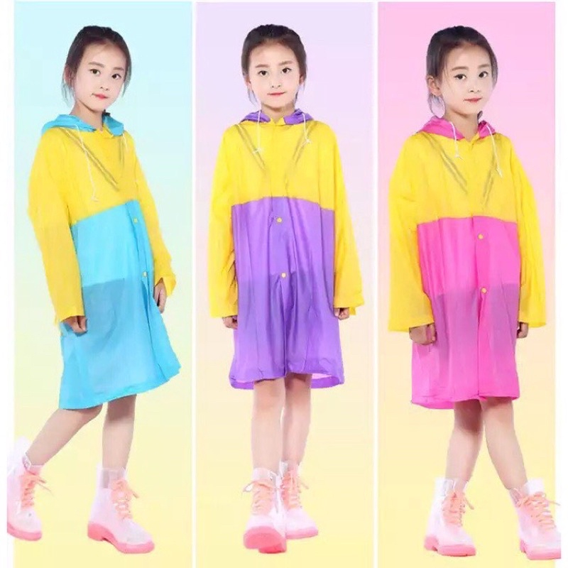 COLOR COMBINATION Children Raincoat Kid Thickened Waterproof Rain Coat ...
