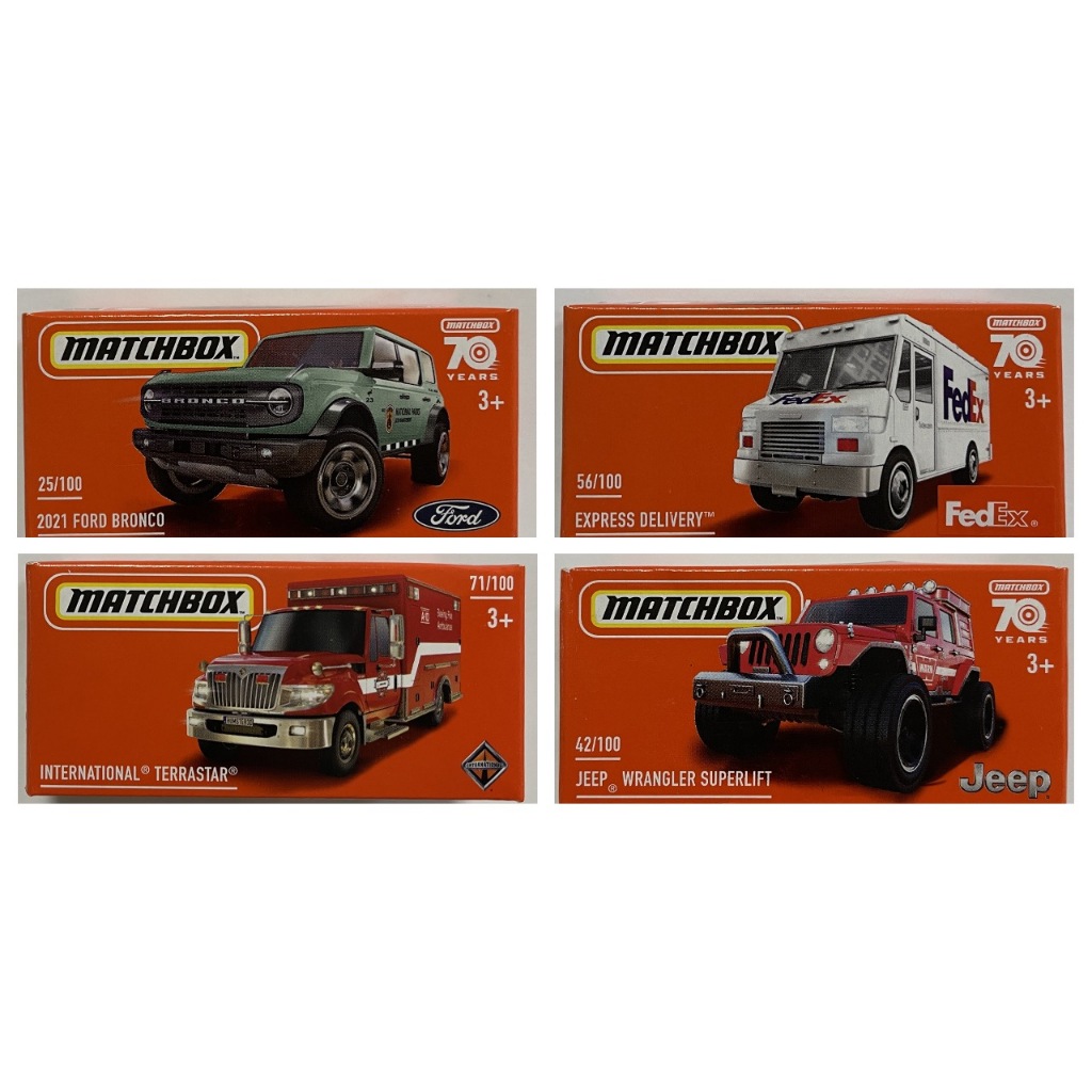 Matchbox - Power Grab - 2021 Ford Bronco, FedEx Delivery, Int'l ...