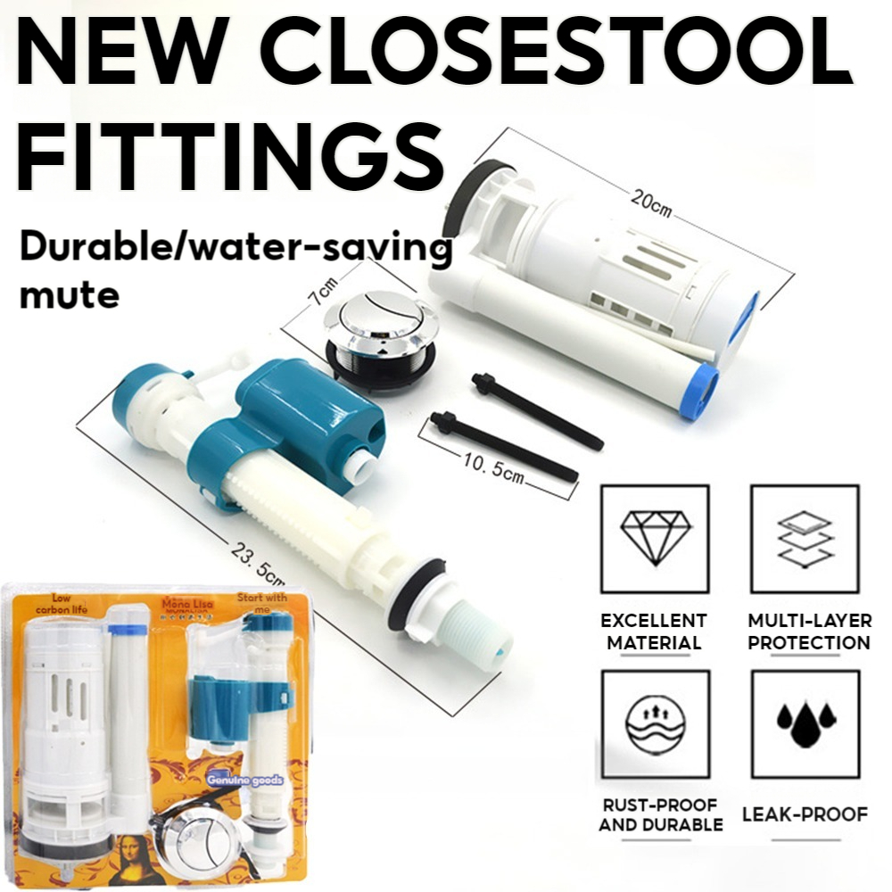 Toilet Flush Set Fittings ECQ CISTERN FITTINGS Dual Button Flush Valve ...