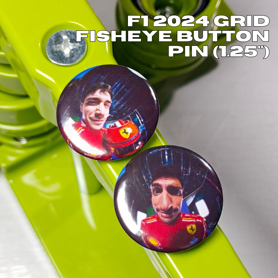 F1 FORMULA 1 2024 GRID FISHEYE BUTTON PINS (Leclerc, Sainz, Norris ...