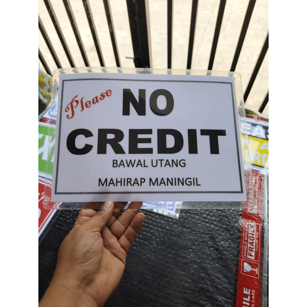 NO CREDIT signage A4 size | Shopee Malaysia