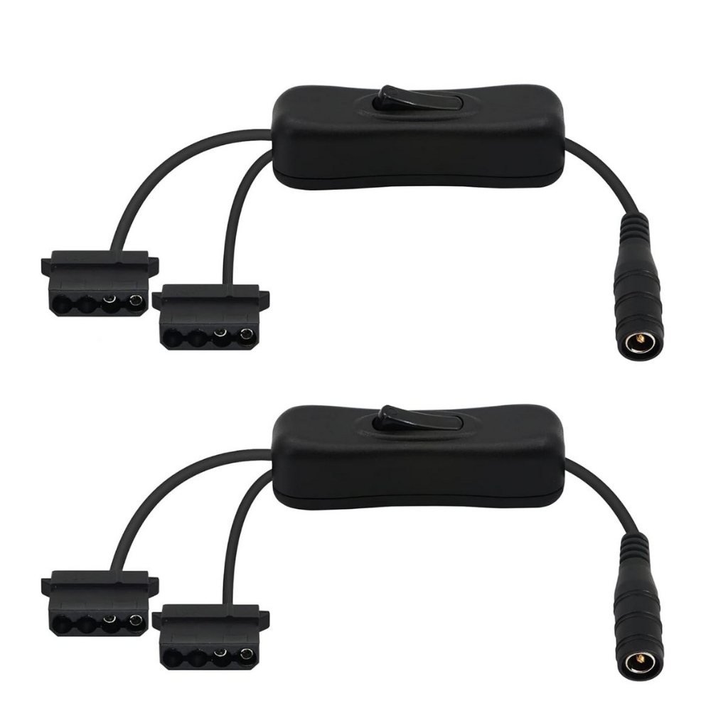 12V DC 5.5 x 2.1mm to 4-Pin Molex with Switch Power Adapter Cable 1 to ...