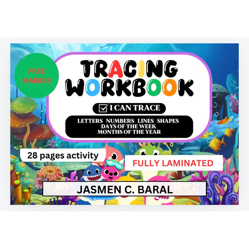 FULLY LAMINATED TRACING WORKBOOK (LETTERS NUMBERS LINES SHAPES DAYS OF ...