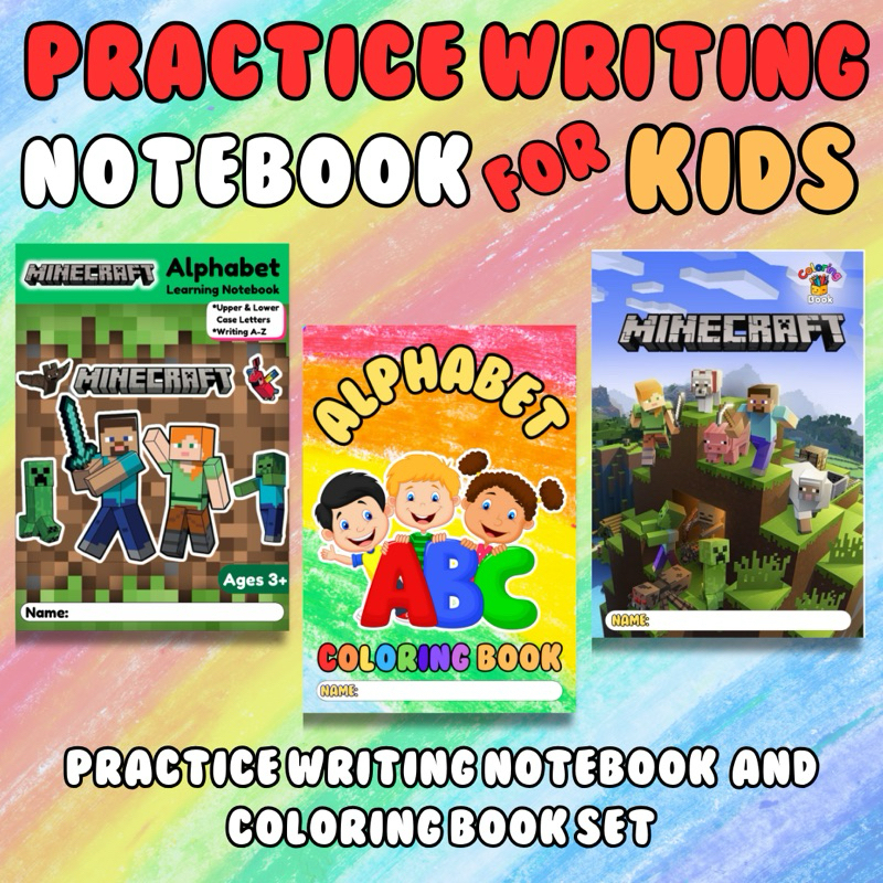 MINECRAFT ALPHABET PRACTICE WRITING 3 PIECES SET COLORING BOOK SACHIKO ...