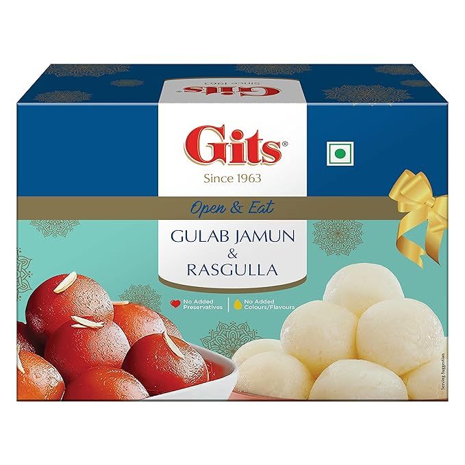 Gits Gulab Jamun & Rasgulla-2in1 cans-Cheese &Milk Balls in Syrup-Ready ...