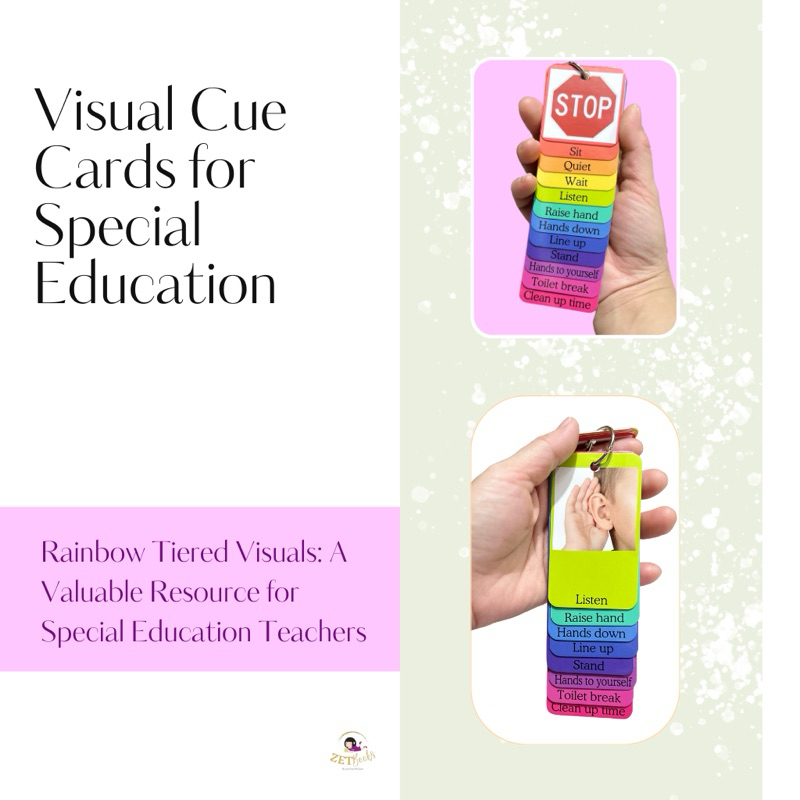 Rainbow Tiered Visuals Special Education Tool Cue Cards Classroom ...