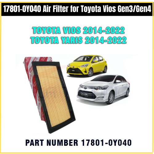 17801-0Y040 Air Filter for Toyota Vios Gen3/Gen4 (2014-2022) Toyota ...