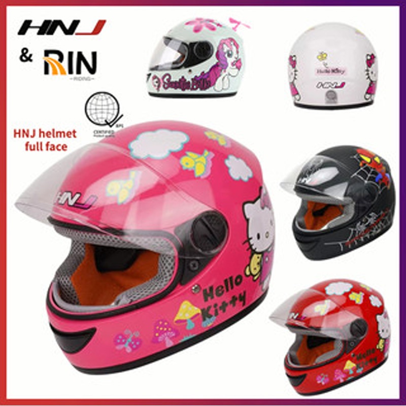 HNJ Full Face Motorcycle Helmet for Kids with ICC Stickers Single Visor ...