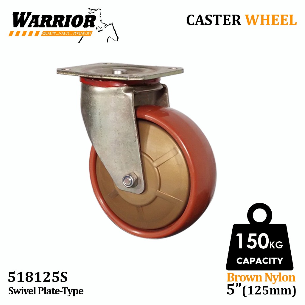 WARRIOR Transport CASTER WHEEL Nylon 125mm Swivel and Fixed (price per ...