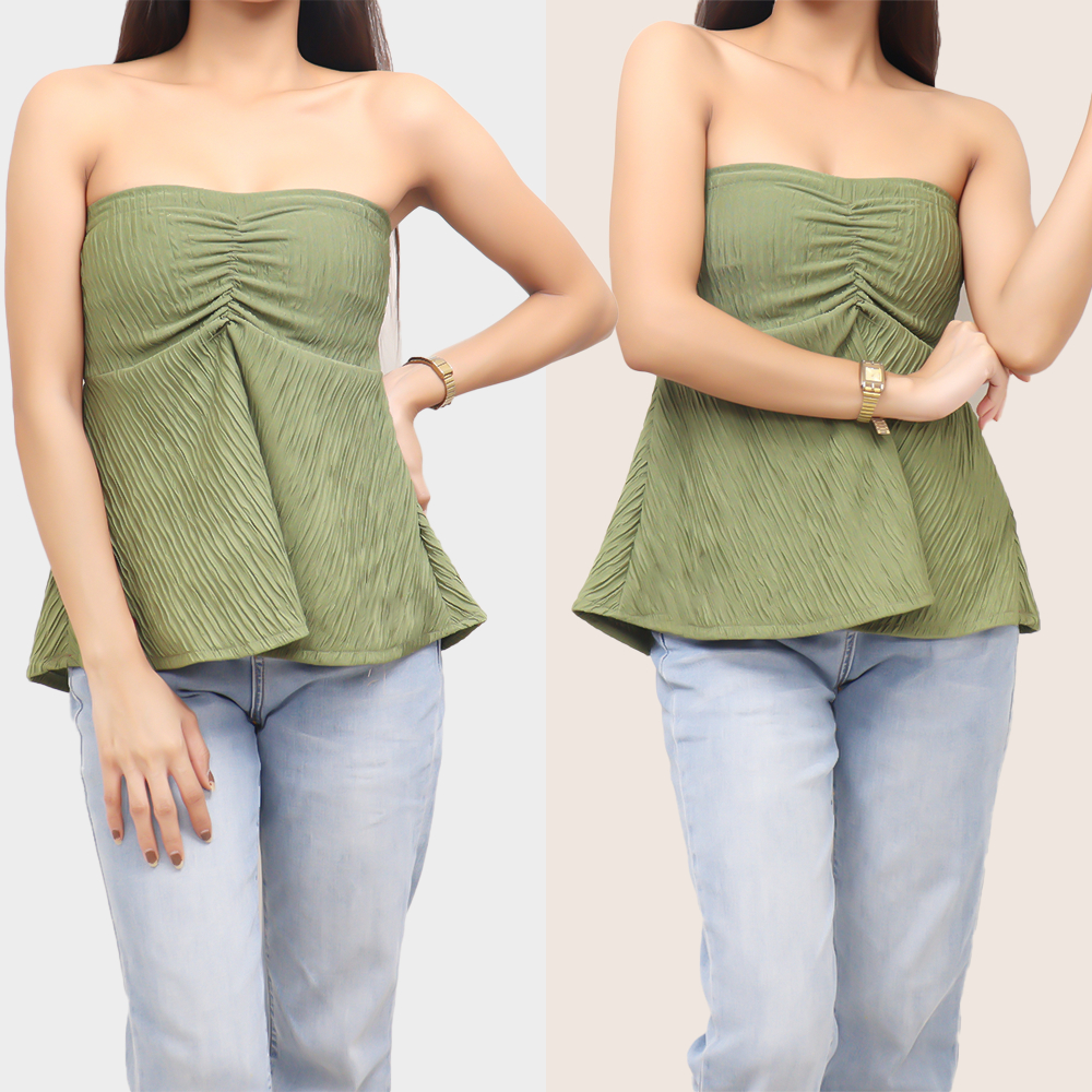 SS Yara Stylish Bark Crepe Peplum Tube Top | Shopee Malaysia
