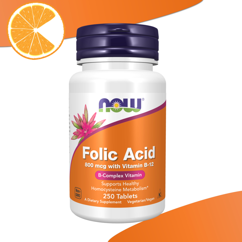 Now Folic Acid 800mcg with Vitamin B12 250 Tablets | Shopee Malaysia