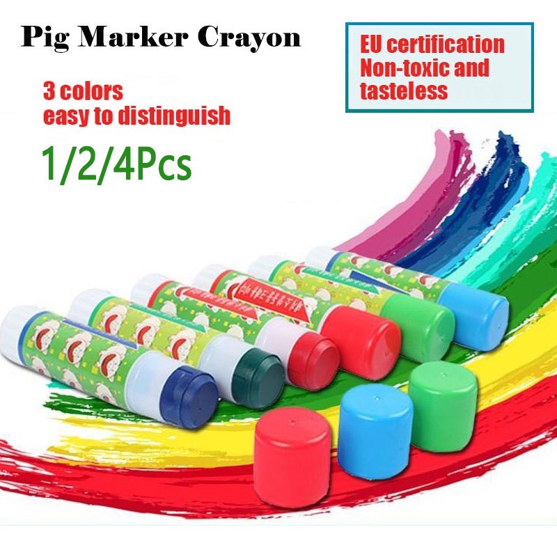 1/2/4Pcs Crayon Marker for Pigs 3 Colors Crayon Pig Marker Pen ...