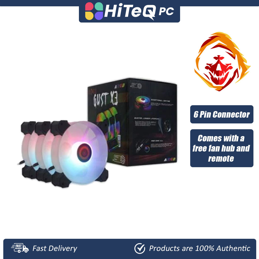 HiteqPC | DOSS GUST X3 3-IN-1 RGB GAMING FAN W/ HUB + REMOTE (3*120MM ...