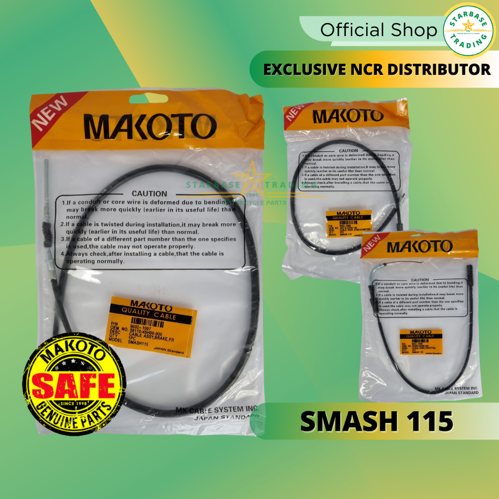 Makoto | Cable Assy | SMASH 115 | Front Brake | Speedometer | Throttle ...