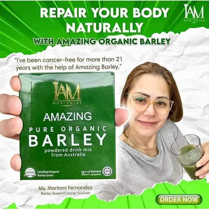 I AM Amazing Barley Grass Powder Juice 1 box ( 10 sachets ) Organic ...