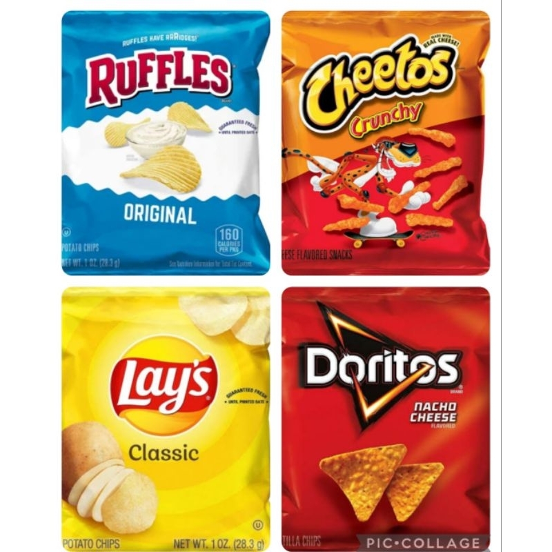FRITOLAY LAYS, CHEETOS DORITOS RUFFLES CHIPS (1 oz per pack) | Shopee ...