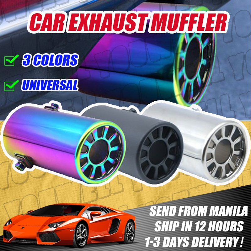 Universal Car Exhaust Muffler Pipe Round Stainless Steel Chrome Tail ...