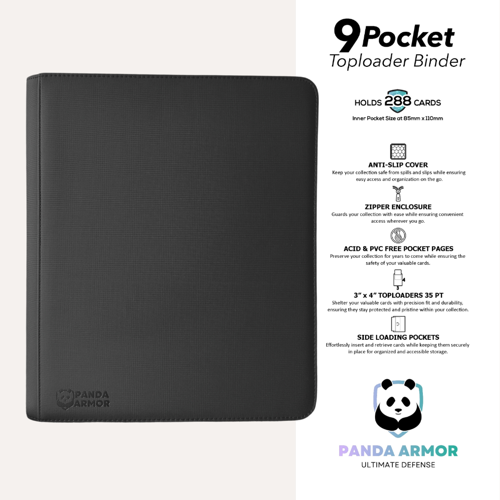 PANDA ARMOR 9-Pocket Toploader Binder for kpop, onepiece, mtg, pokemon ...