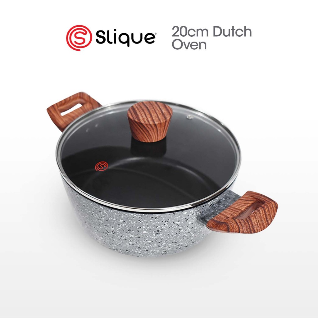 SLIQUE Granite Dutch Oven 20 cm Premium Multi Layer Non-Stick Coating ...