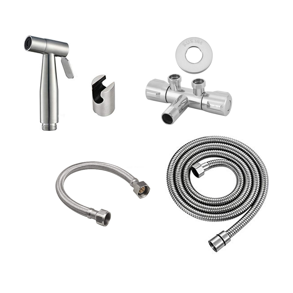 Hand Held Toilet Bidet Shower Double Switch Valve Stainless Steel ...