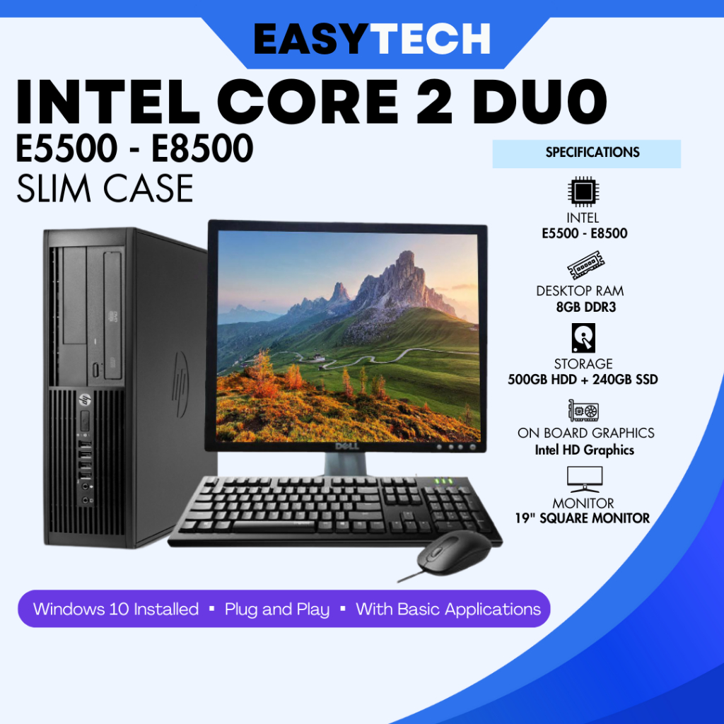 EASYTECH | Intel E5500 - E8500 8GB RAM 500GB HDD + 240GB SSD Assorted ...