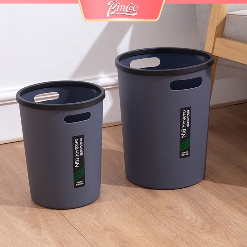 BINCOO Round Trash Can Plastic Wastebasket Garbage Bin With Pressing ...
