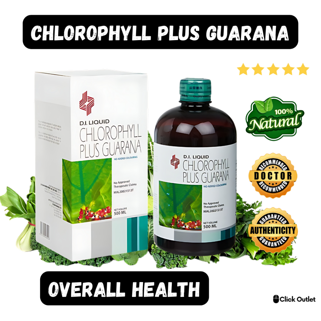 Chlorophyll Plus Guarana Detox Body Odor Colon Cleanser & Skin Health Green Vegetables FDA ...