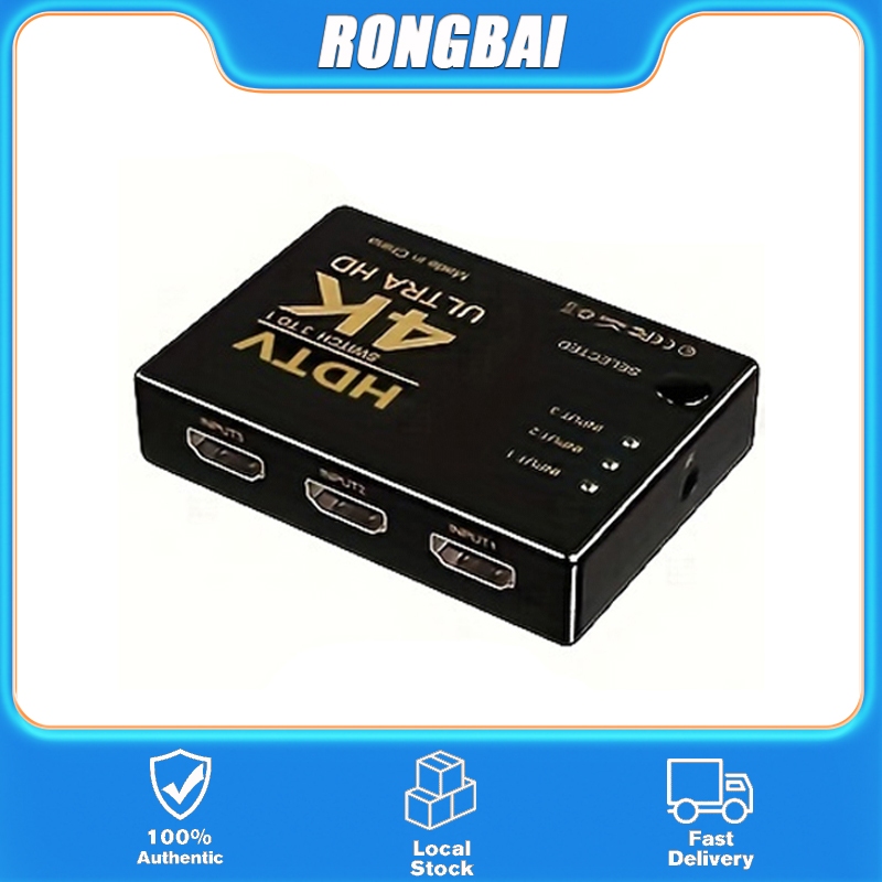 HDMI Switcher Auto With Remote Splitter Control 4K 2K 1080p FHD 3 Input ...
