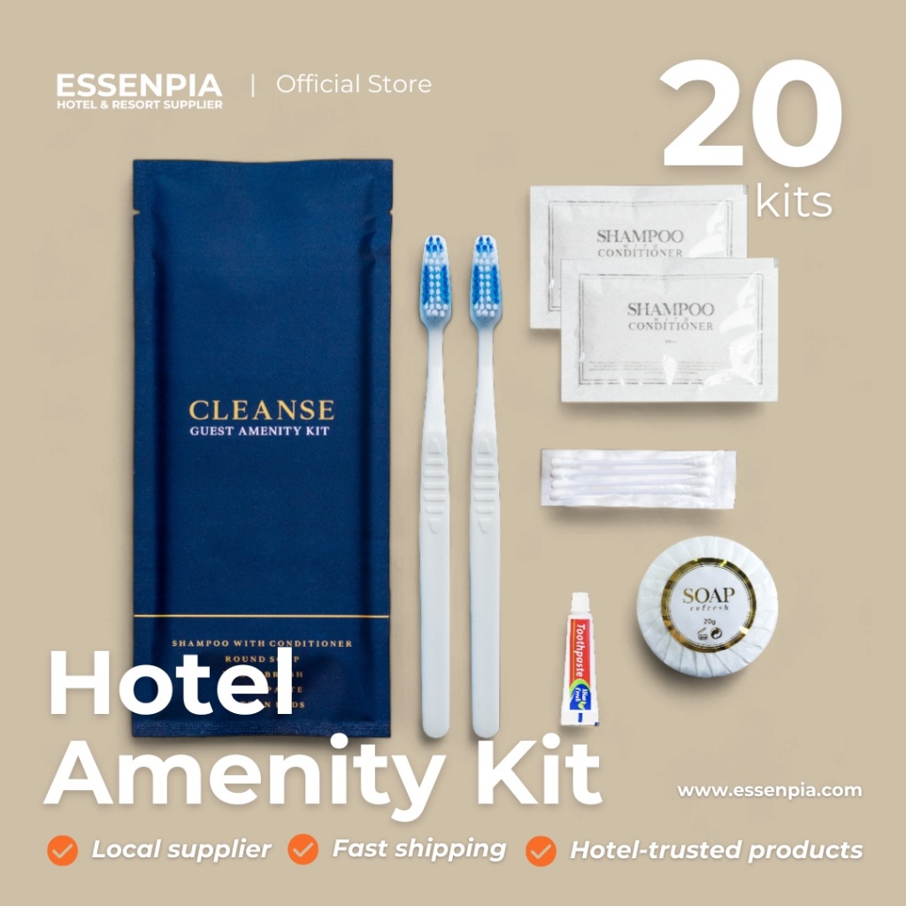 20 PACKS-DUO ROYAL BLUE Guest Amenity Kit AIRBNB Guest House Motel ...