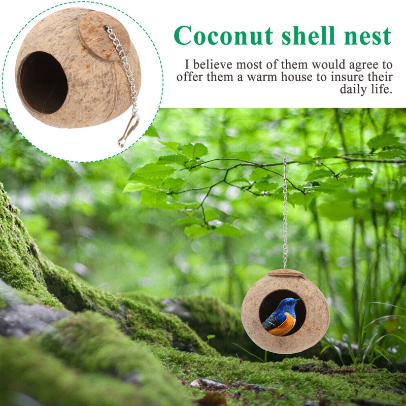 Natural Coconut Shell Bird Nest Love Birds Bird House for Parrot ...