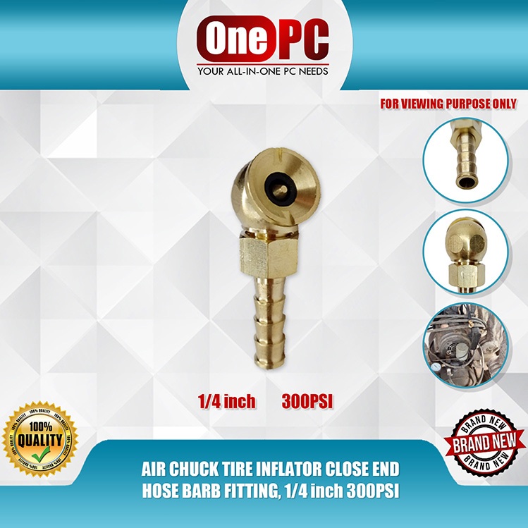 ONE PC AIR CHUCK TIRE INFLATOR CLOSE END HOSE BARB FITTING, 1/4inc ...