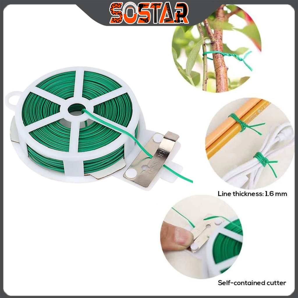 100M Garden Tie Wire Cable Reel With Cutter Securing Plants Tying Up ...