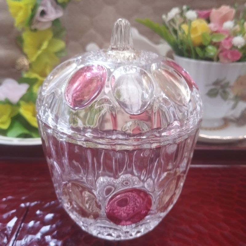 Showa retro red x yellow glass candy pot or sugar sugar | Shopee Malaysia