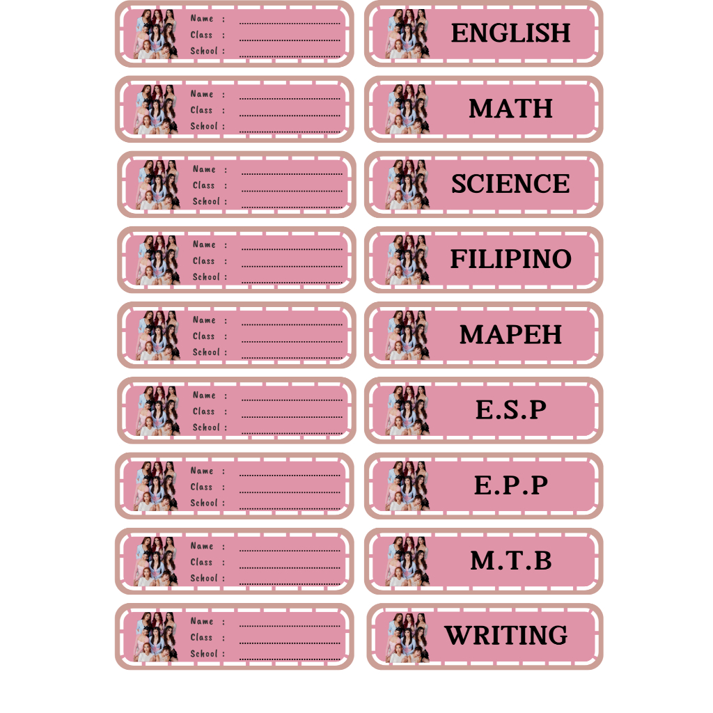 BINI 10 PCS NAME LABEL WITH 10 NAME SUBJECT LABEL STICKER | Shopee Malaysia