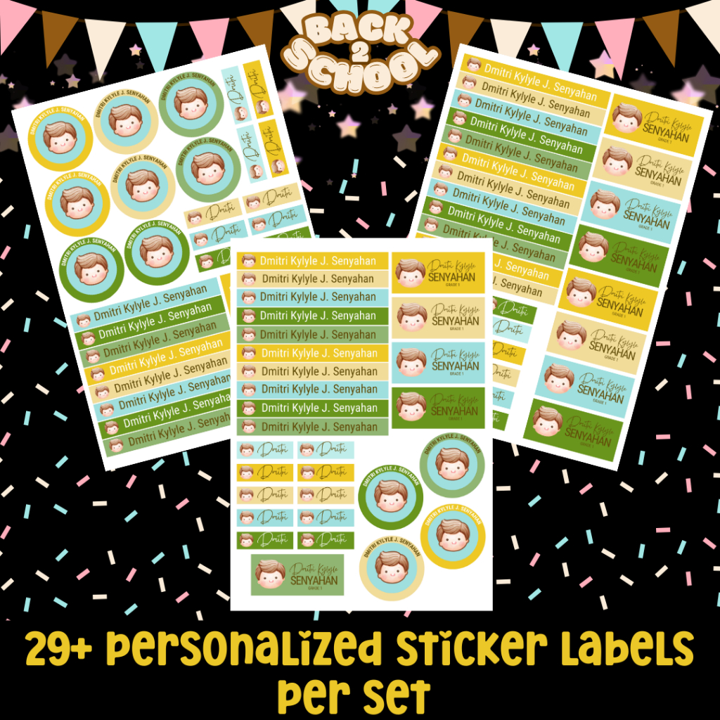 Personalized Name Label Stickers - 29+ Colorful Labels - Customizable ...