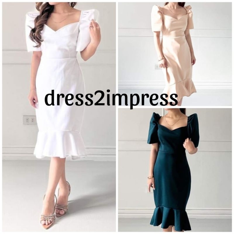 Felisse filipiniana midi mid length dress oath taking | Shopee Malaysia