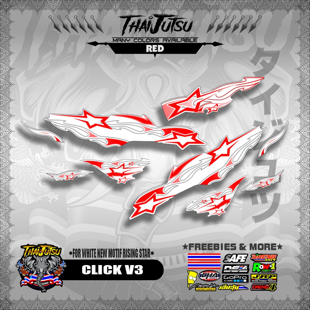 CLICK V3 DECALS ( FOR WHITE NEW MOTIF RISING STAR ) [ PREMIUM GLOSSY ...