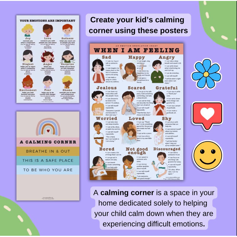 Calming Corner Posters - Feelings Educational Learning Big chart for ...
