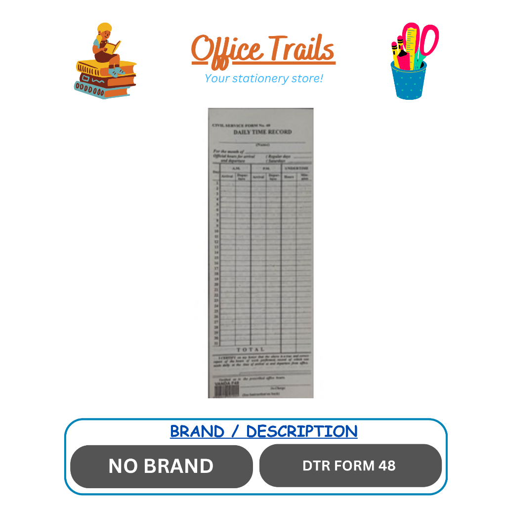 1PACK DTR DAILY TIME RECORD DTR FORM 48 100SHEETS | Shopee Malaysia