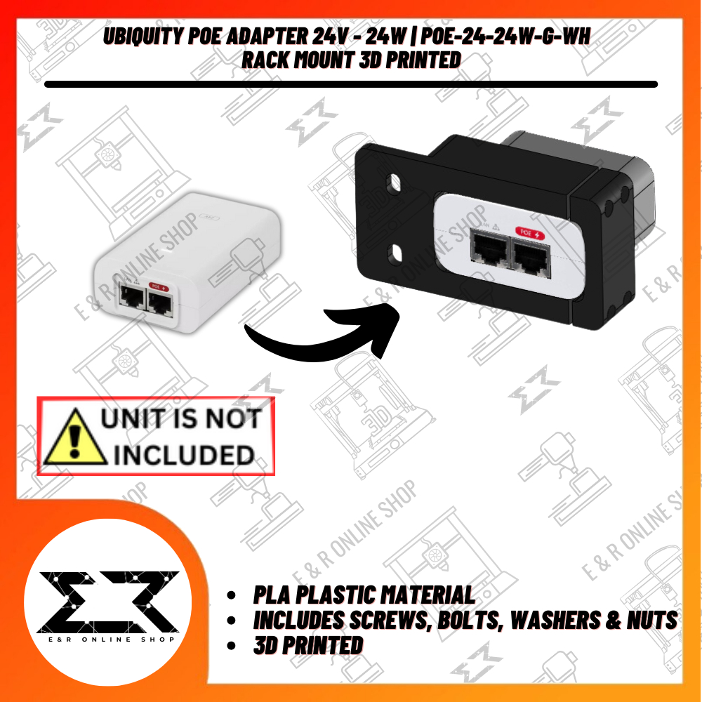 Ubiquity PoE Adapter 24v-24w | POE-24-24W-G-WH Rack Mount 3D Printed ...