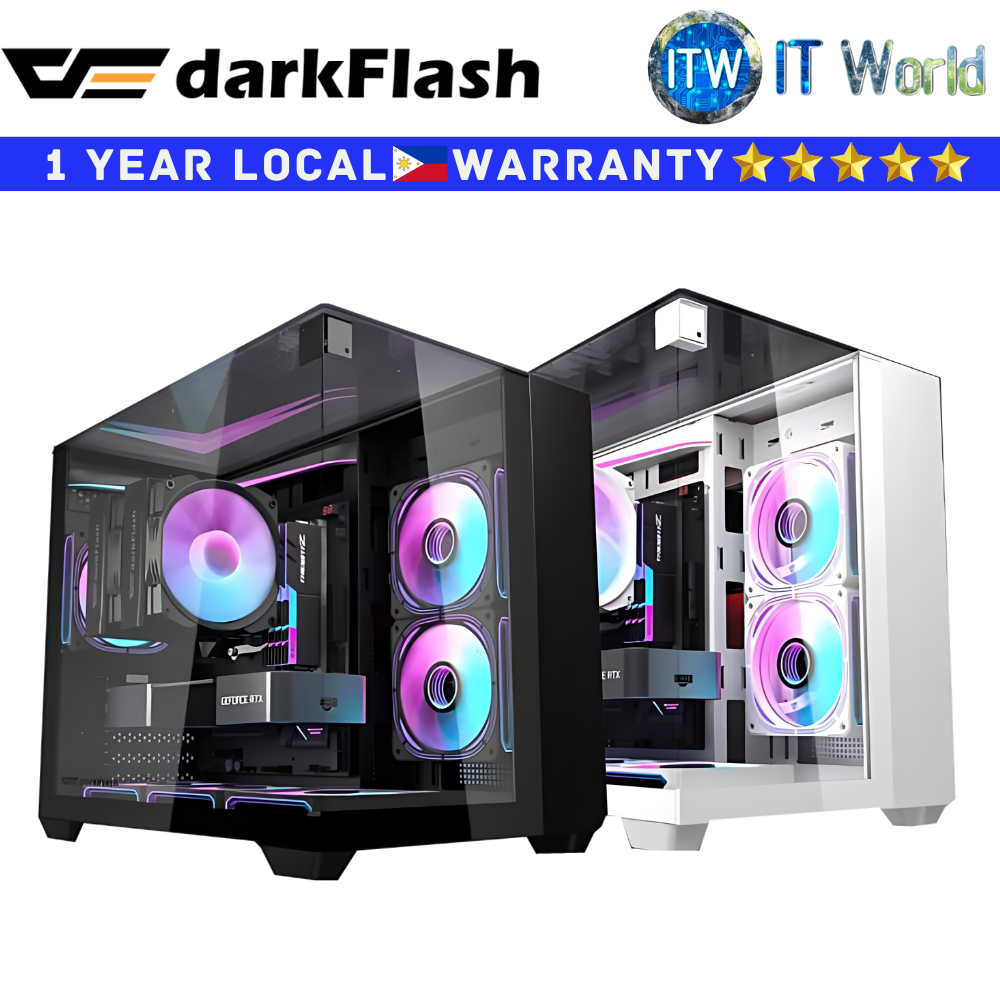 Itw | darkFlash Computer PC Case TH285M Micro ATX Triple-sided Tempered Glass (Black | White ...