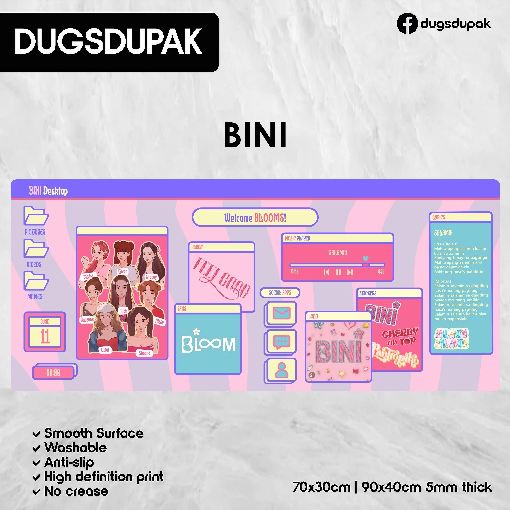 BINI Gaming Mouse Pad / Deskmat | 70 x 30 cm | 90 x 40 cm | Shopee Malaysia