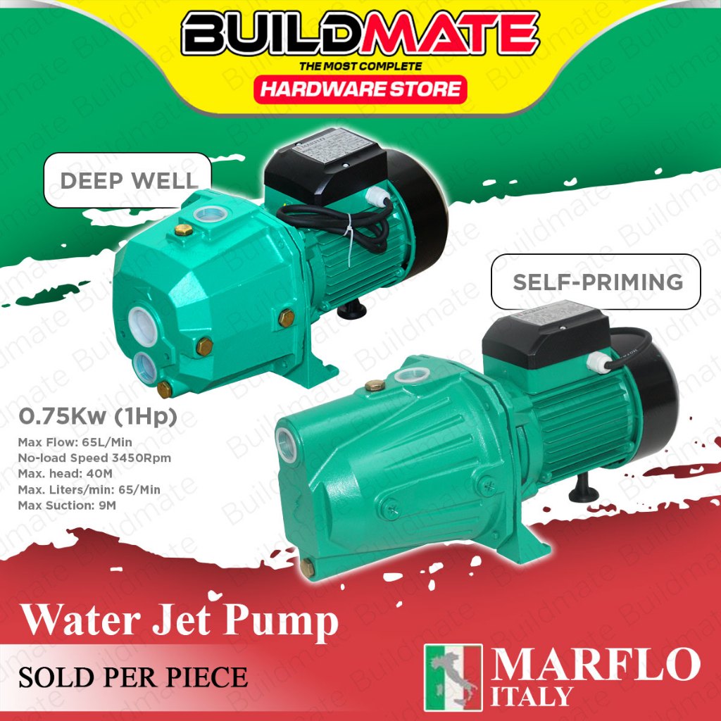 BUILDMATE Marflo Deep Well / Self Priming Water Jet Pump 1HP Shallow Well Water Ejector Pump ...