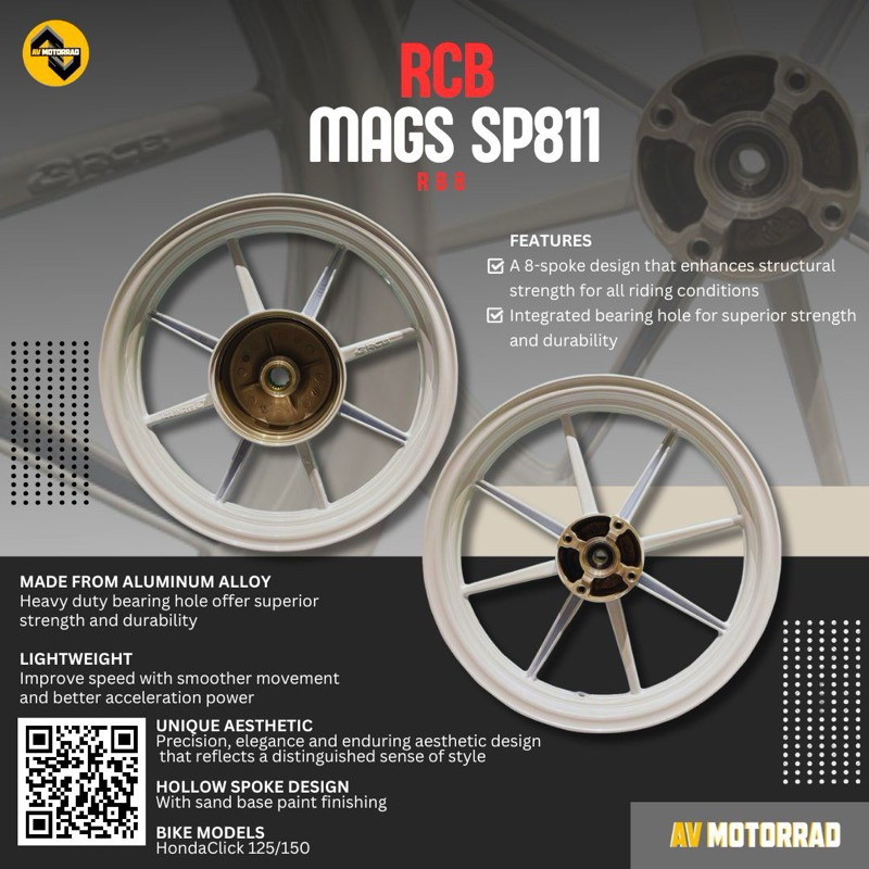 RCB SP811 RB8 Mags White - CLICK 125/150 V1 & V2 | Shopee Malaysia