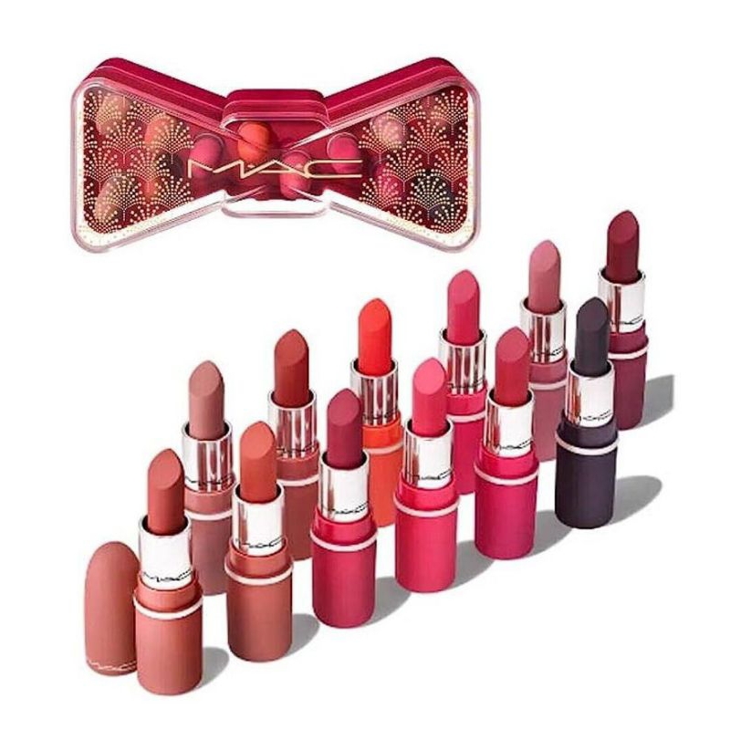 MAC COSMETICS 12-PC LIPSTICK SET CELEBRATE IN COLOUR POWDER KISS LIP ...