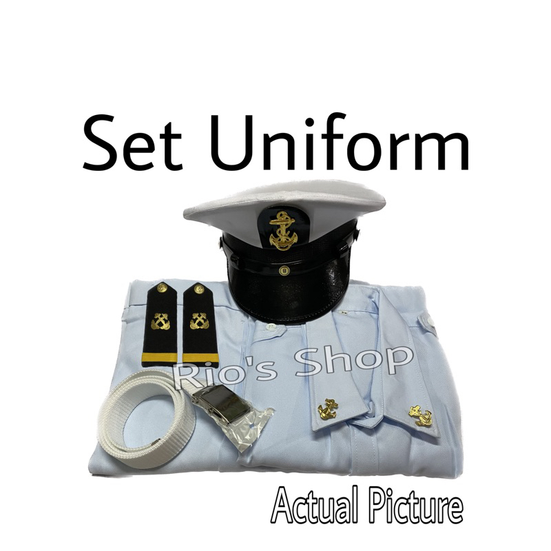 Set Marine Uniform with Polo,White Pants,Shoulder Board,Garrison Belt ...