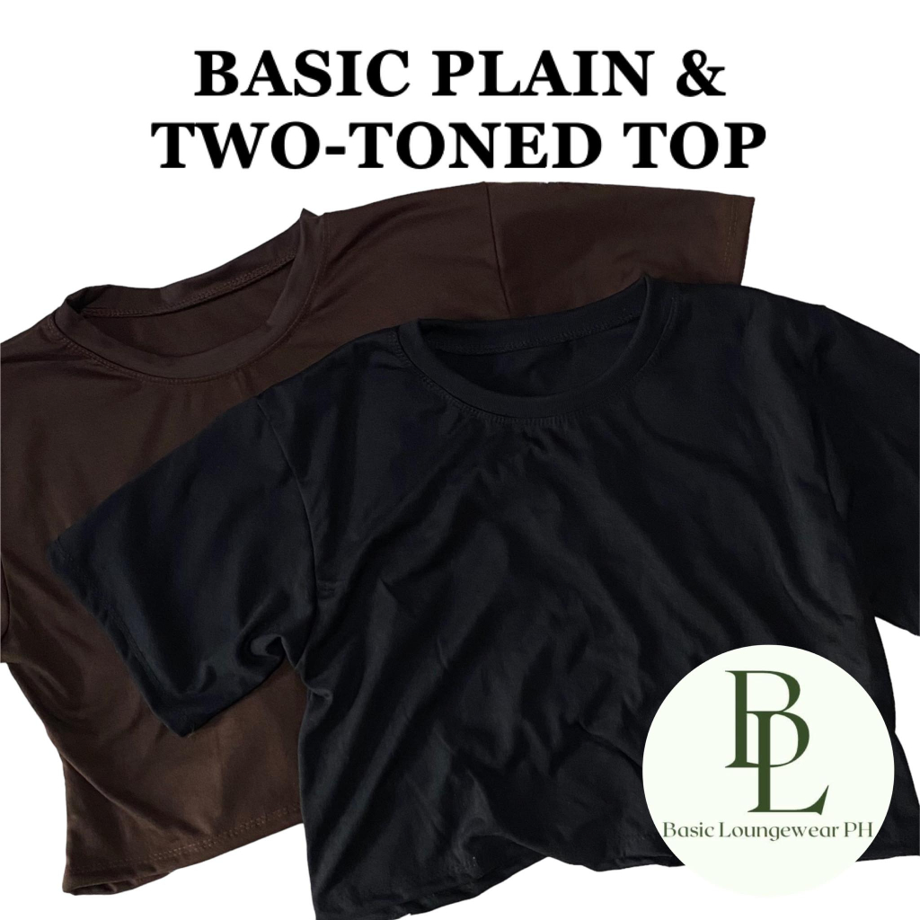 Basic Plain and Two-tone Top Fits up to XL (Semi-Cropped) | Shopee Malaysia