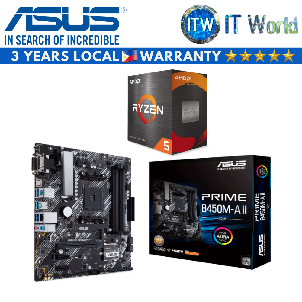 AMD Ryzen 5 5600X Desktop Processor with Asus Prime B450M-A II/CSM ...