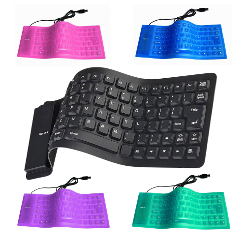 85 Keys USB Wired Keyboard Waterproof Flexible Foldable Silicone ...