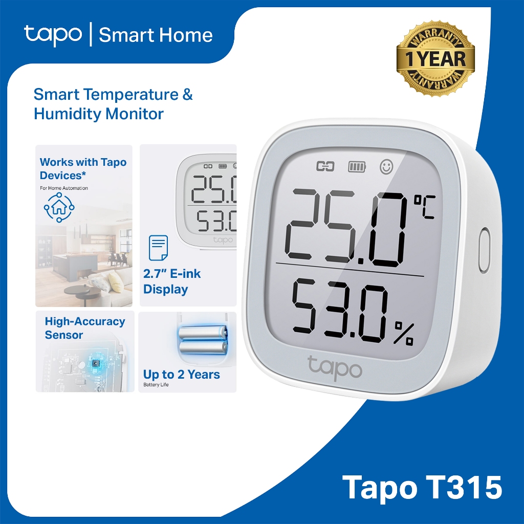 TP-Link Tapo T315 Real-Time Accurate Monitoring Smart Temperature ...